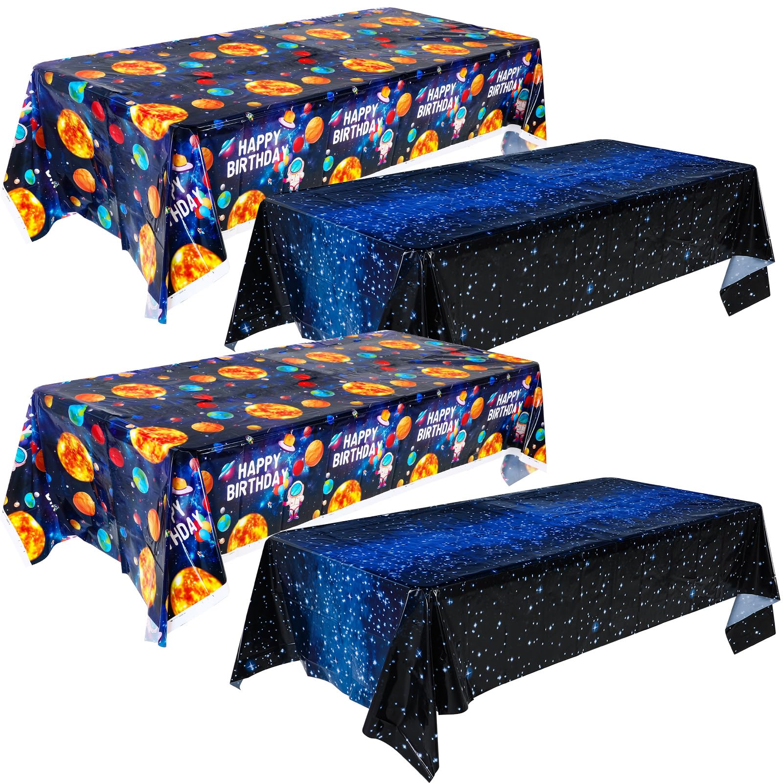 Breling 4 Pack Space Tablecloth Space Galaxy Themed Party Decorations ...