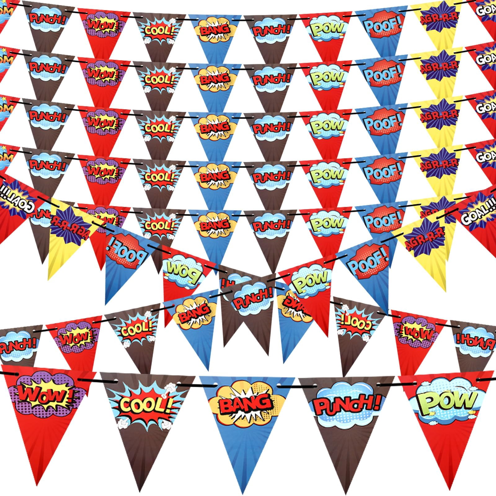 Breling 8 PcsEGSC Hero Birthday Party Banner Decorations Hero Paper ...