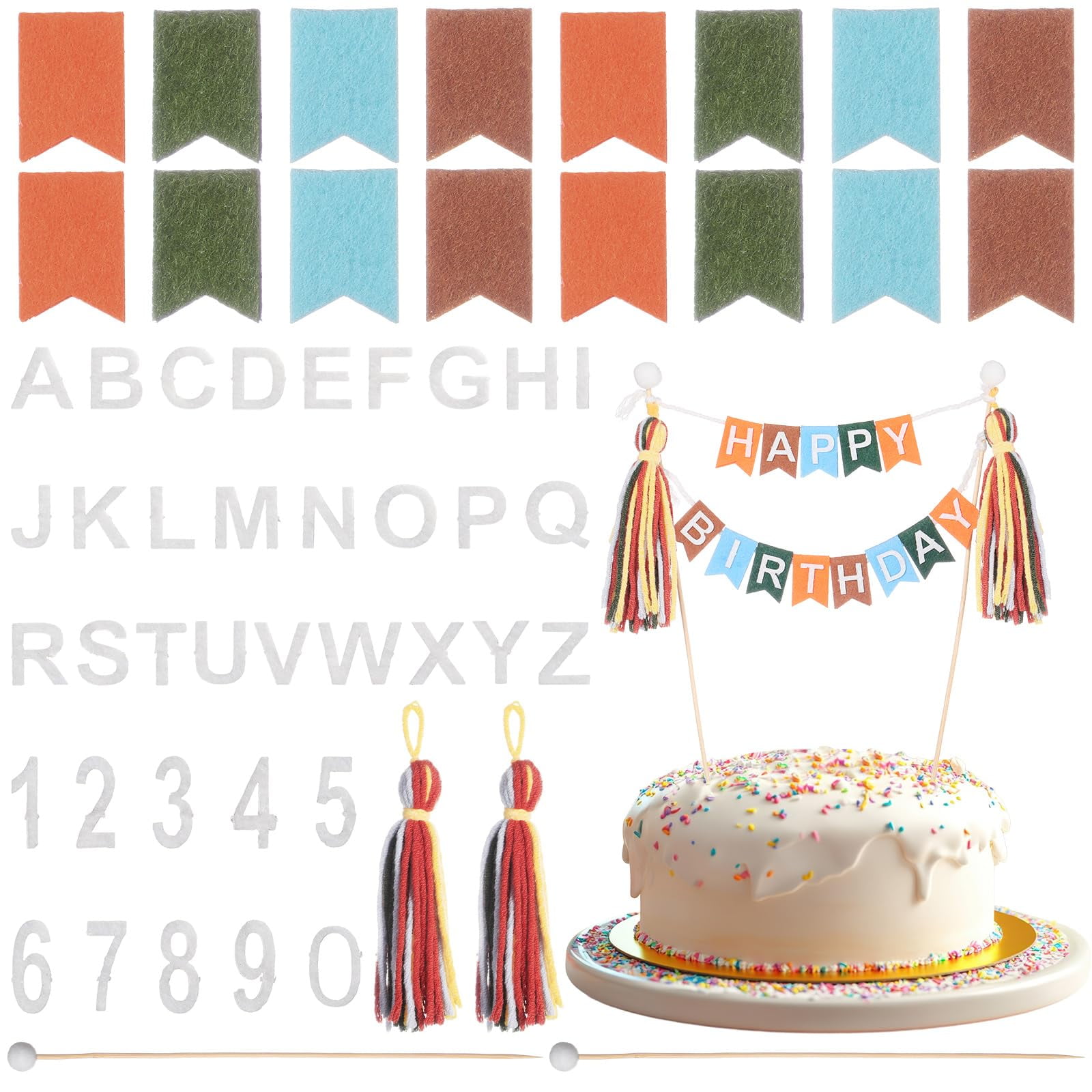 Breling 90 Pcs PresNok DIY Happy Birthday Cake Topper Personalized ...