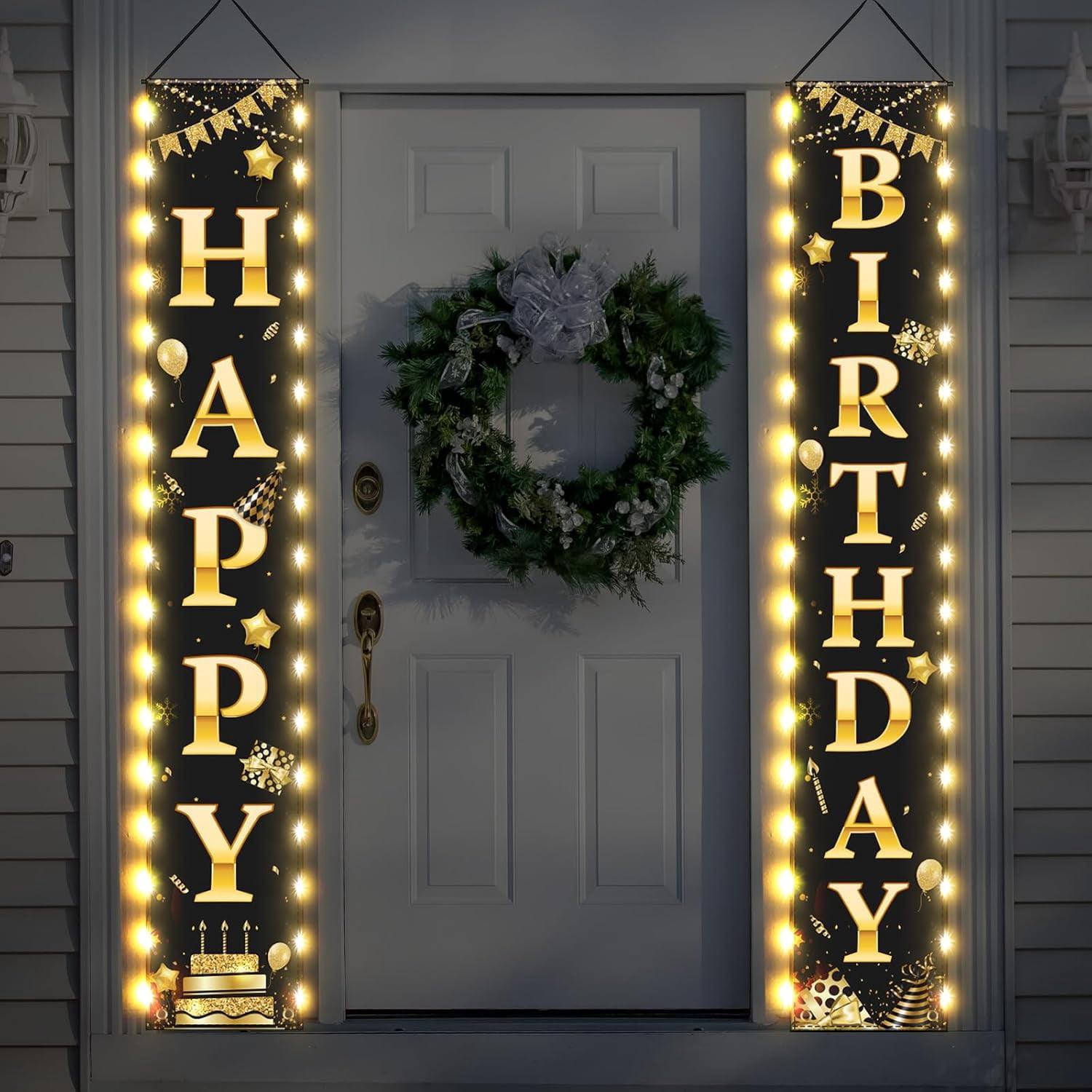 Breling Happy Birthday Banner with Lights 71 x 12 Inch LED Happy ...