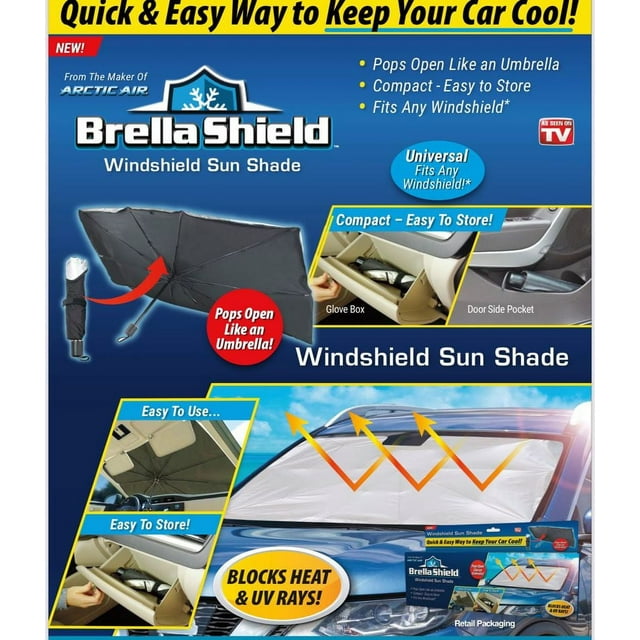 Brella Shield Windshield Sun Shade Universal Fits any Windshield Block ...