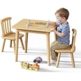 Brelley Solid Wood Kids Table and 2 Chairs Set, Toddler Desk 23.6" L x ...