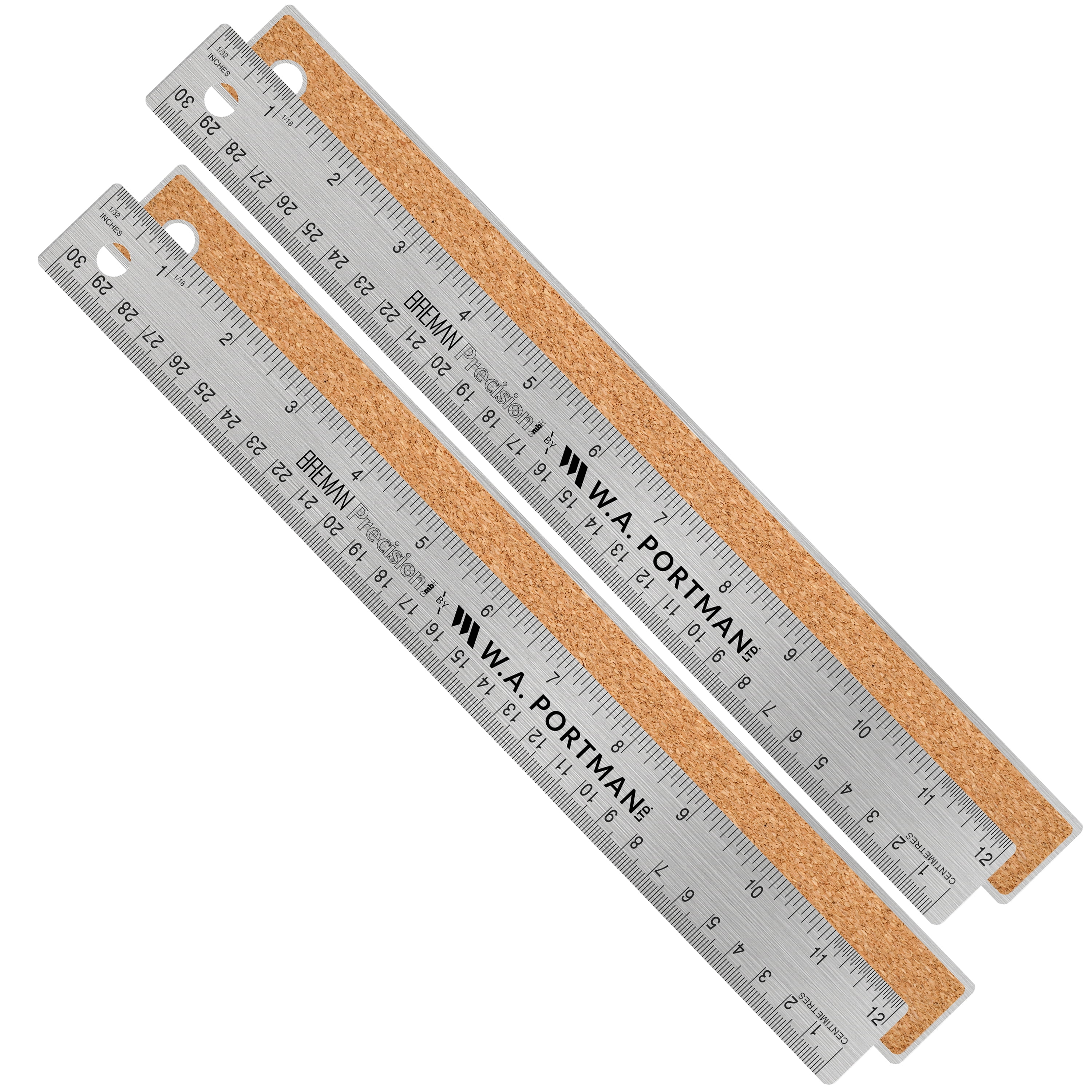 Breman Precision 12-inch Cork Back Metal Ruler, 2-Pack - Walmart.com