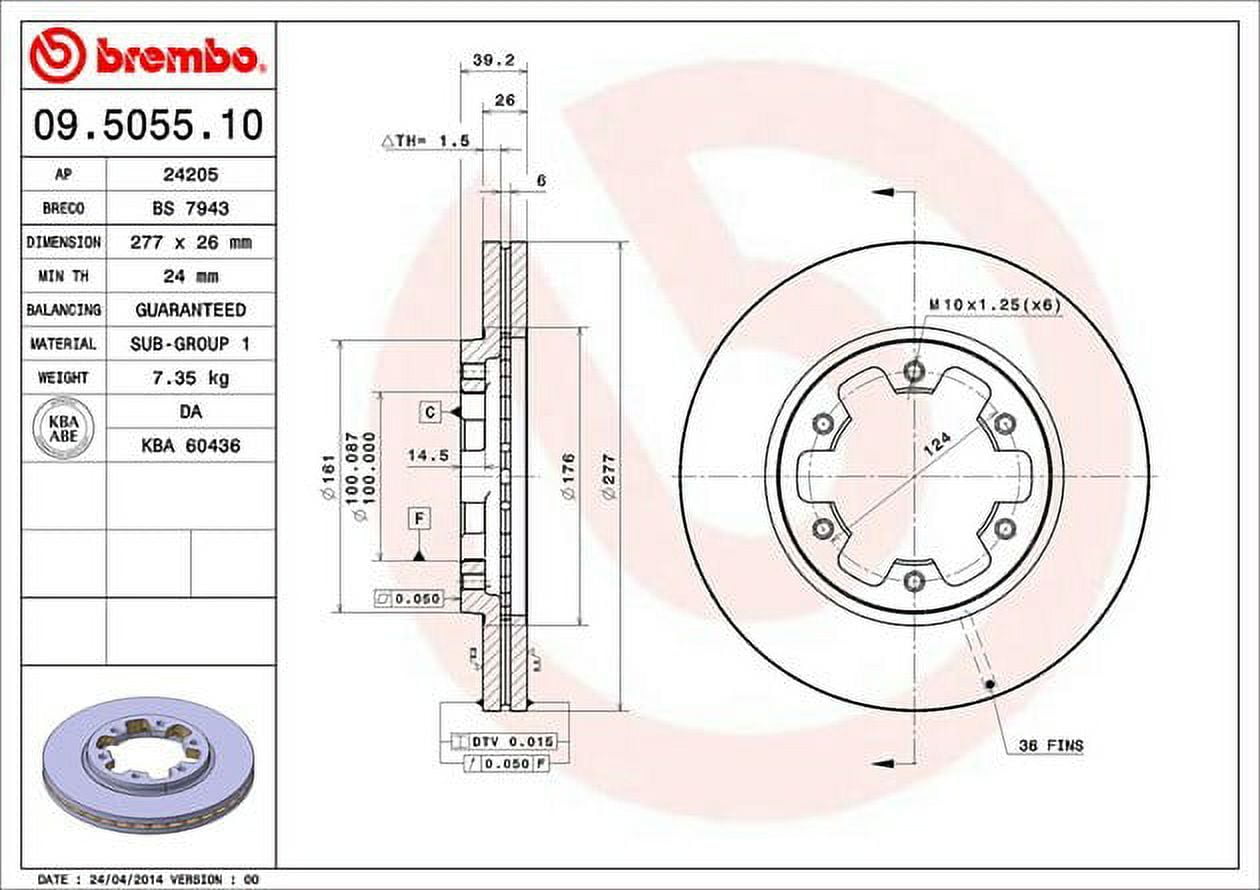 Brembo 09.5055.10 BRAKE ROTORS Fits select: 2000 NISSAN FRONTIER KING ...