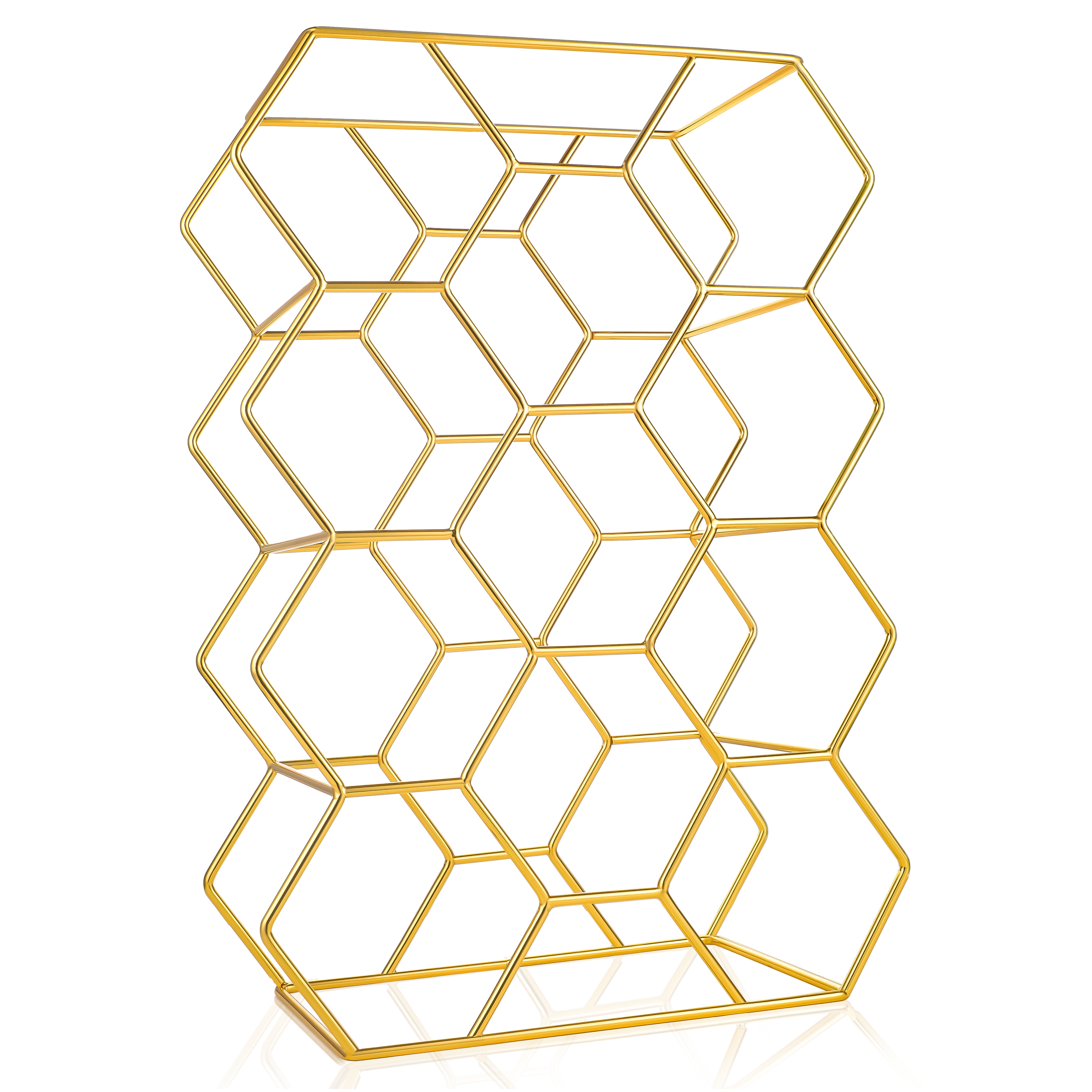 Bremel Gold Hexagon Wine Rack, Bar Storage Stand for Kitchen Countertop ...