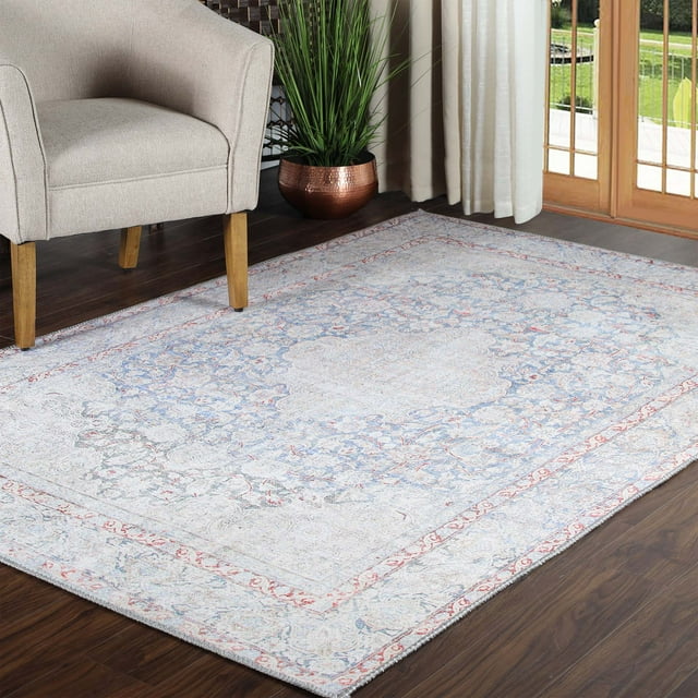 Bremond Floral Medallion Indoor Boho Area Rug, Berry Red, 7' 6" x 9' 6 ...