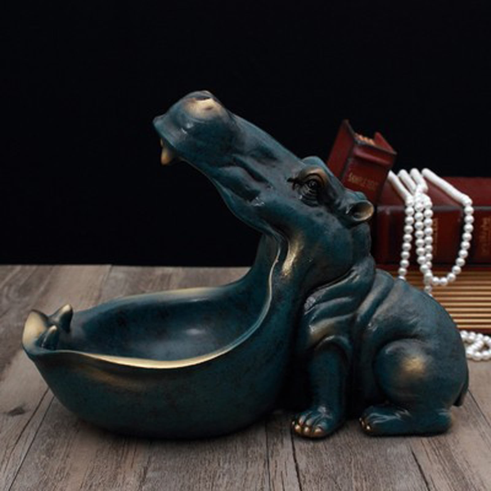 Brenberke Hippo Statue Home Resin Hippo Figurine Fun Candy Dish Key ...