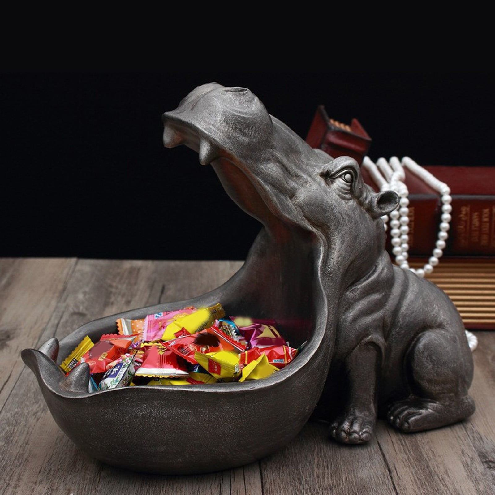 Brenberke Hippo Statue Home Resin Hippo Figurine Fun Candy Dish Key ...