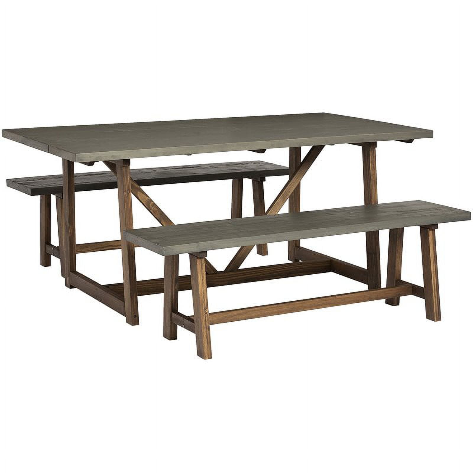 Brennan Solid Wood 3 Piece Trestle Dining Set in Gray/Brown - Walmart.com