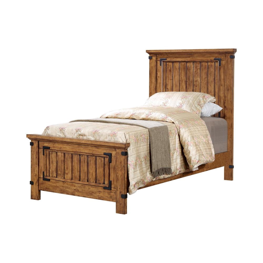 Brenner Farmhouse Wood Frame Twin Panel Bed in Rustic Honey - Walmart.com
