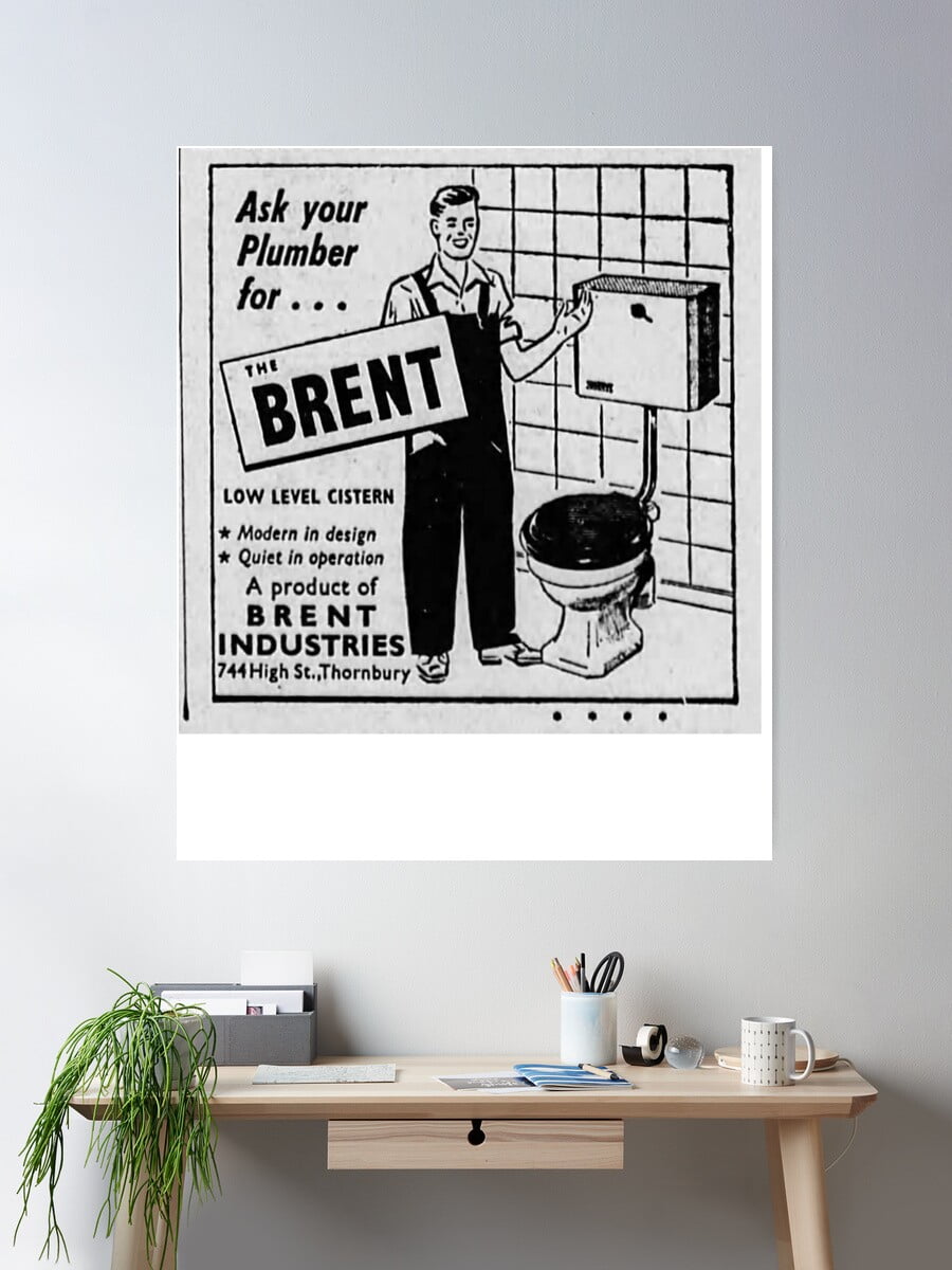 Brent Cistern Toilet Water Closet Wc Poster Wall Art, Modern Wall Decor ...