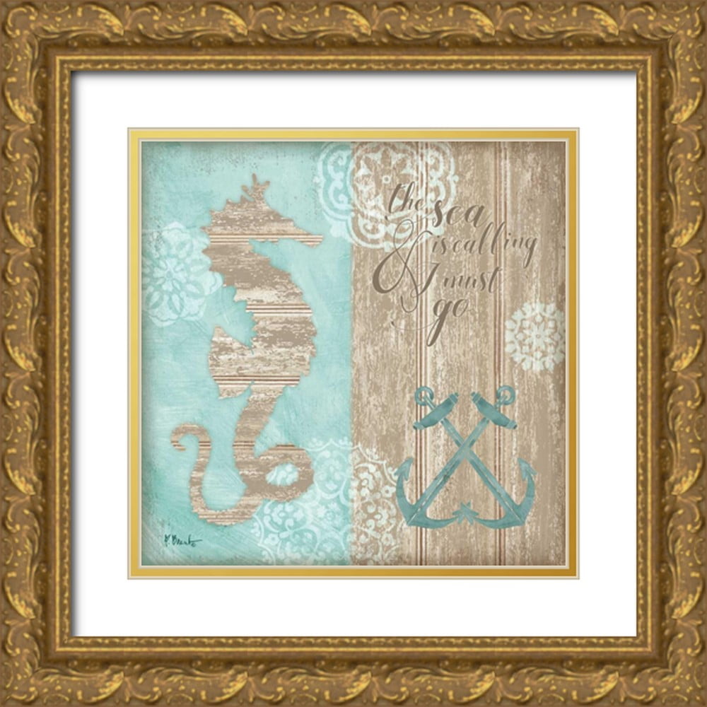 Brent, Paul 26x26 Gold Ornate Wood Framed with Double Matting Museum Art Print Titled - Beach ...