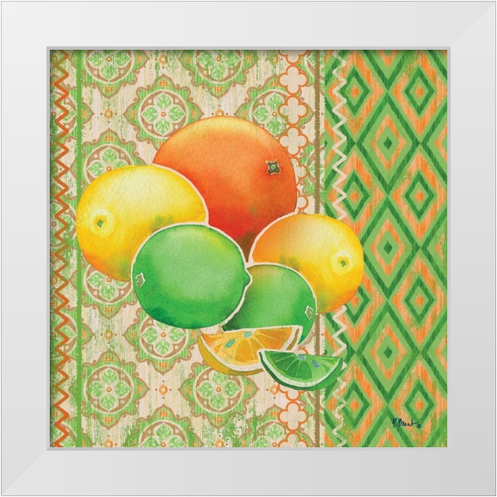 Brent, Paul 26x26 White Modern Wood Framed Museum Art Print Titled - Fruit Ikat IV - Walmart.com