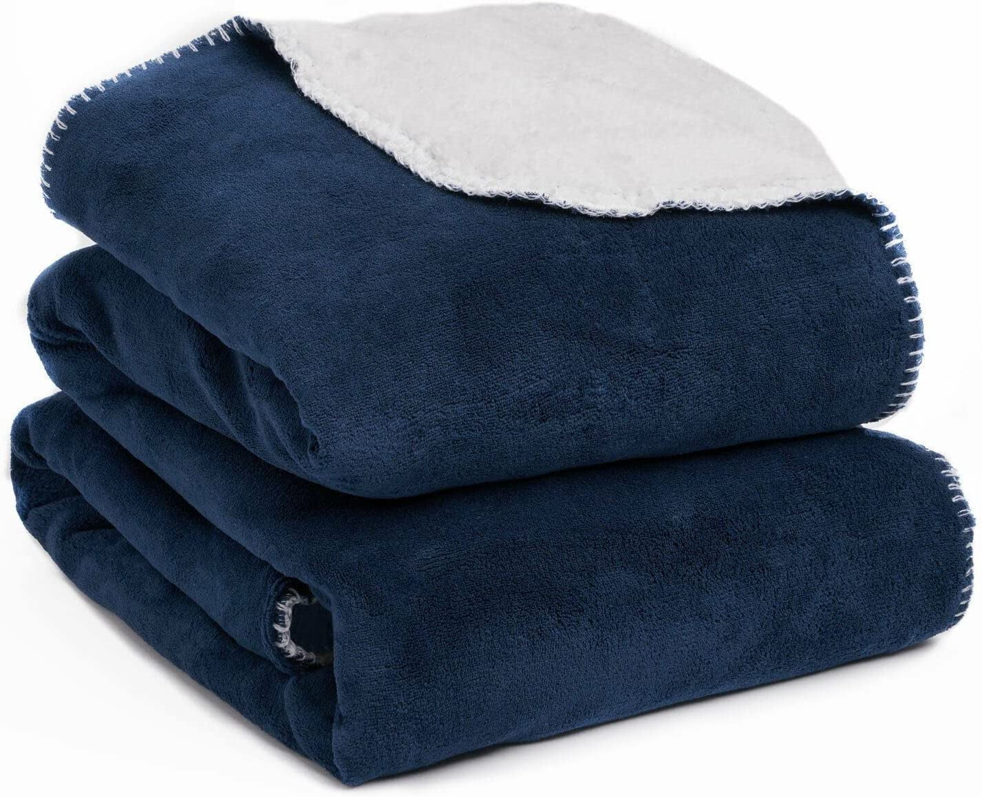 Brentfords Multipurpose Cozy Sherpa Flannel Fleece Blanket, Large Plush ...