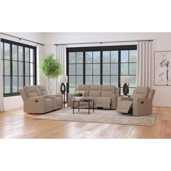 Coaster Brentwood 3-Piece Faux Leather Upholstered Reclining Sofa Set ...