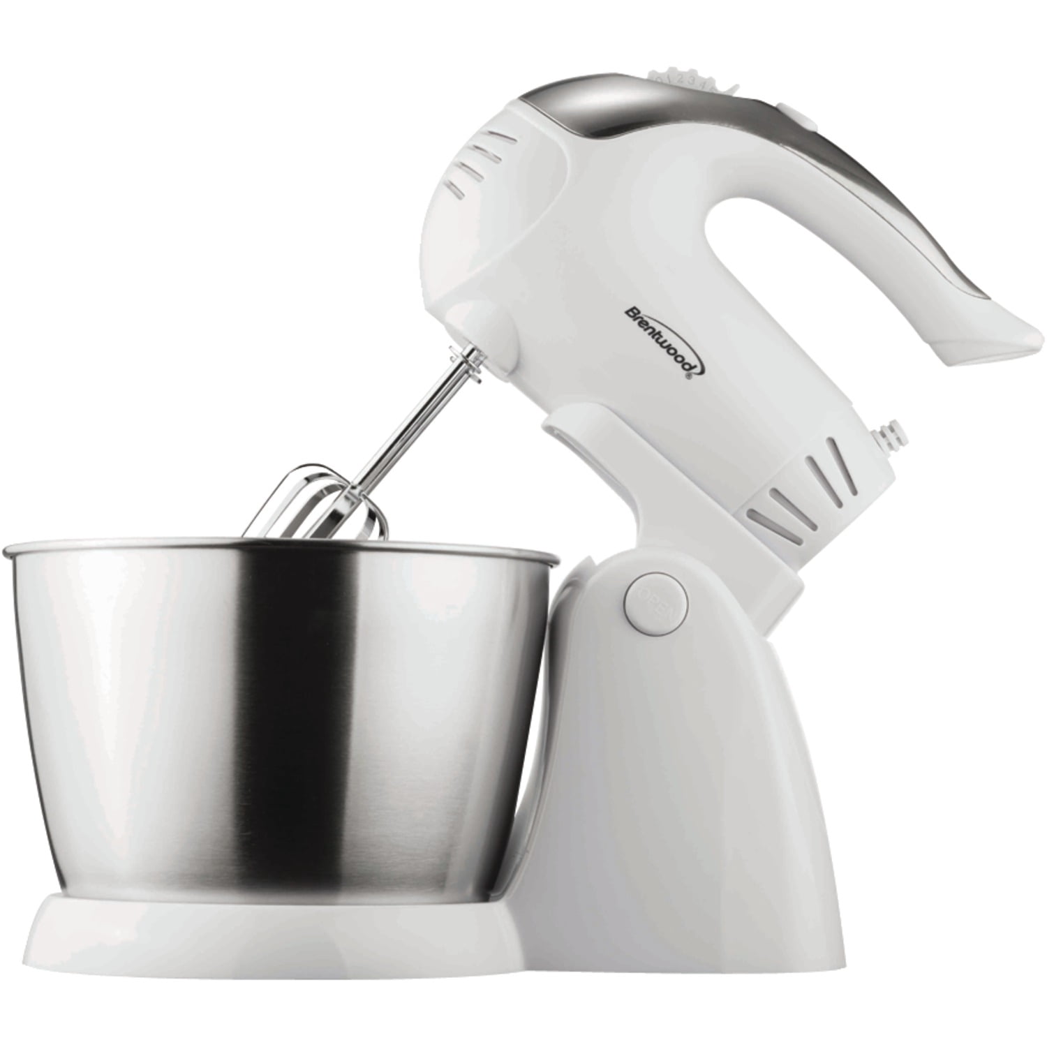 Brentwood 3 qt Stand Mixer, White with Bowl and 5-Speed Controls ...