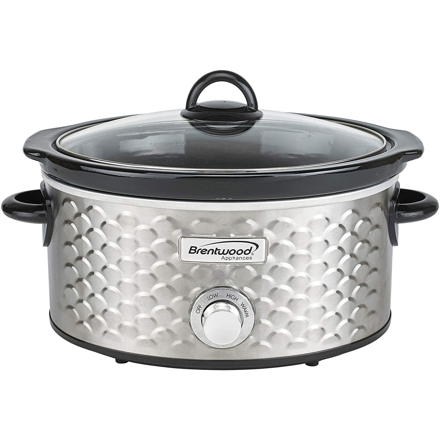 Brentwood Scallop Pattern 4.5 Quart Slow Cooker in Stainless Steel ...