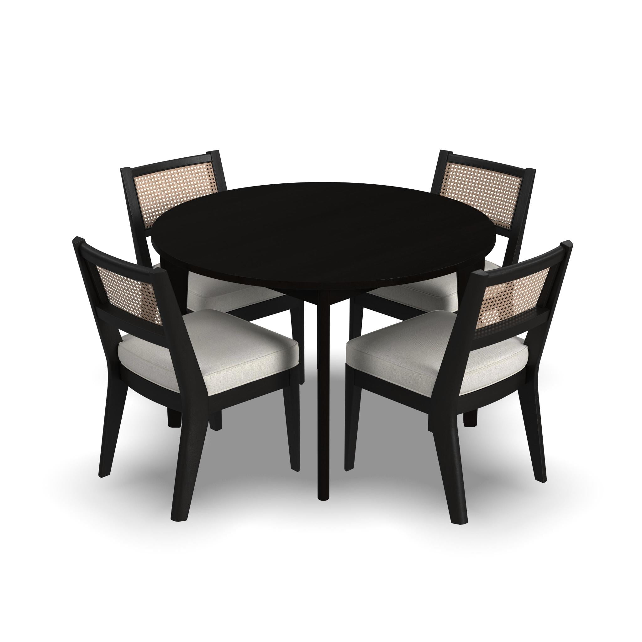 Homestyles Brentwood 5-Piece Mid-Century Wood Round Dining Set, Black ...