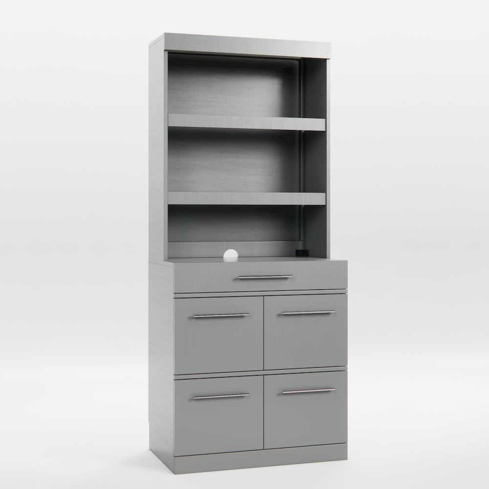 Brentwood Solid Wood Gray Storage Bookcase with File Drawers - Walmart.com