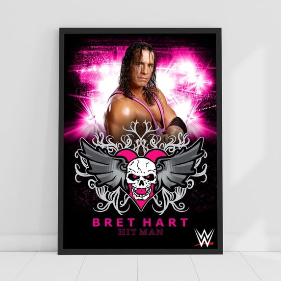 Bret Hart Hitman WWE Wrestling Poster Iconic Legend Pink Style Wall Art ...