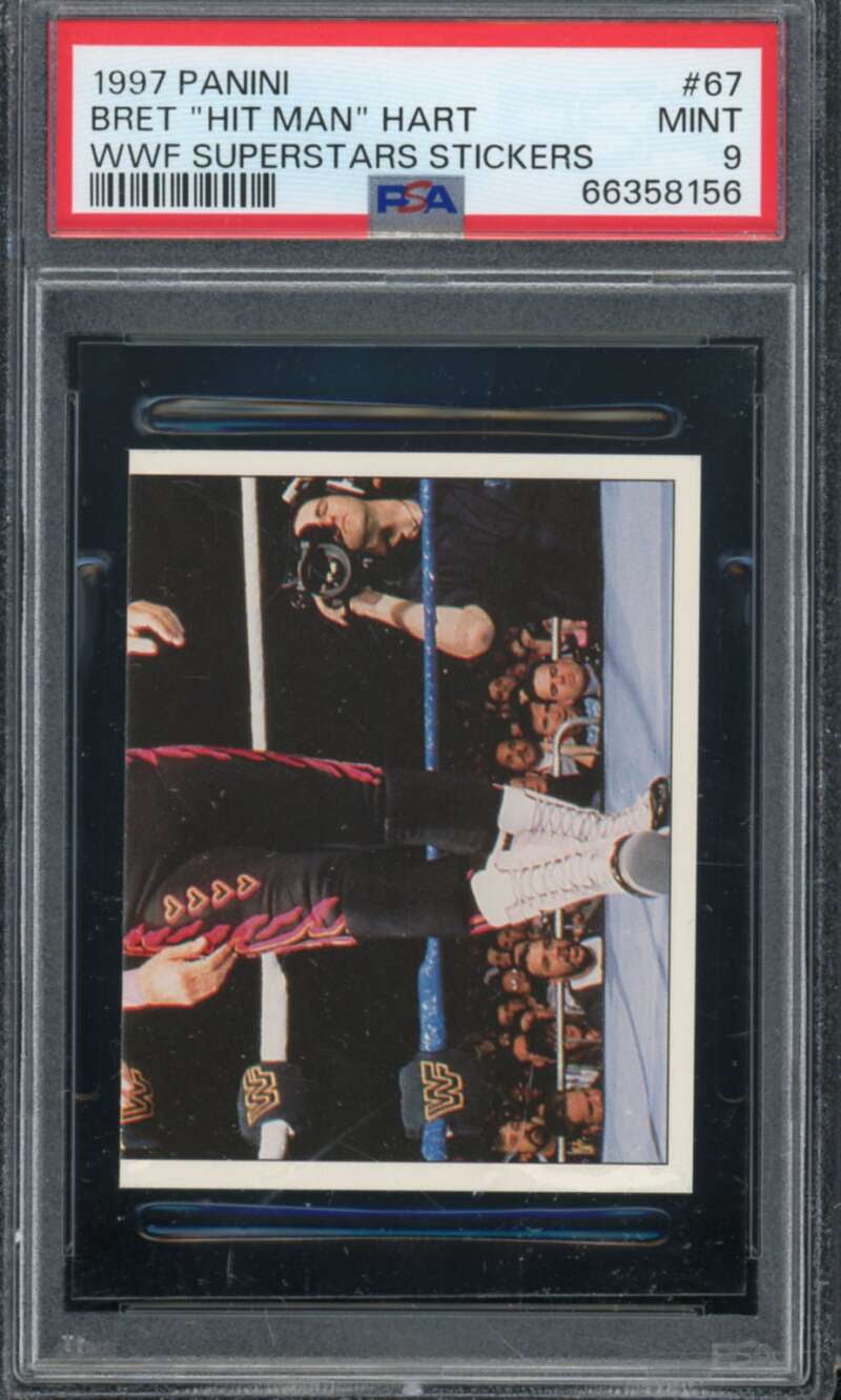 Bret Hit Man Hart Card 1997 Panini WWF Superstars Stickers #67 PSA 9 ...