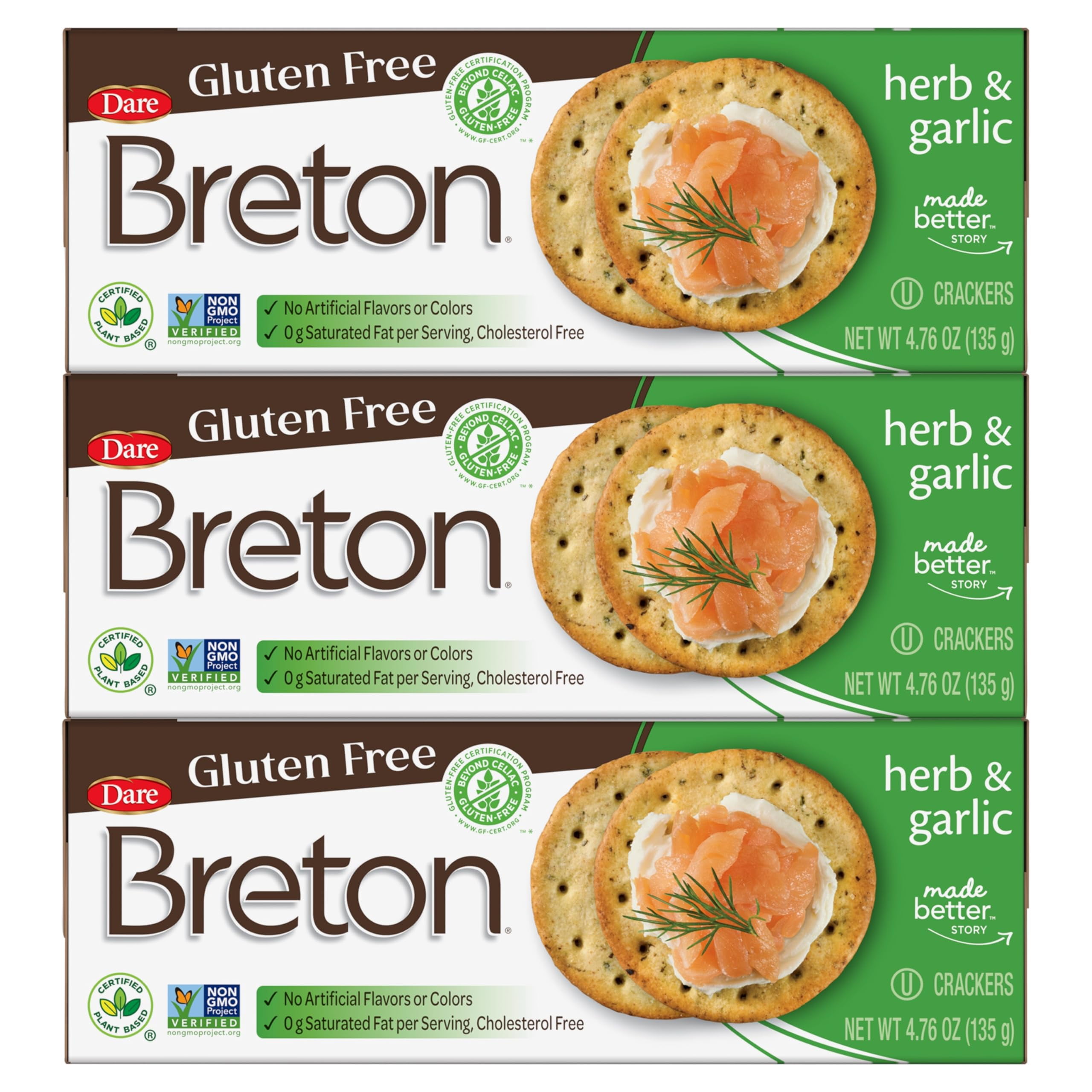Breton Crackers, Gluten Free IFF17 Herb & Garlic, Pack of 3 - Walmart.com