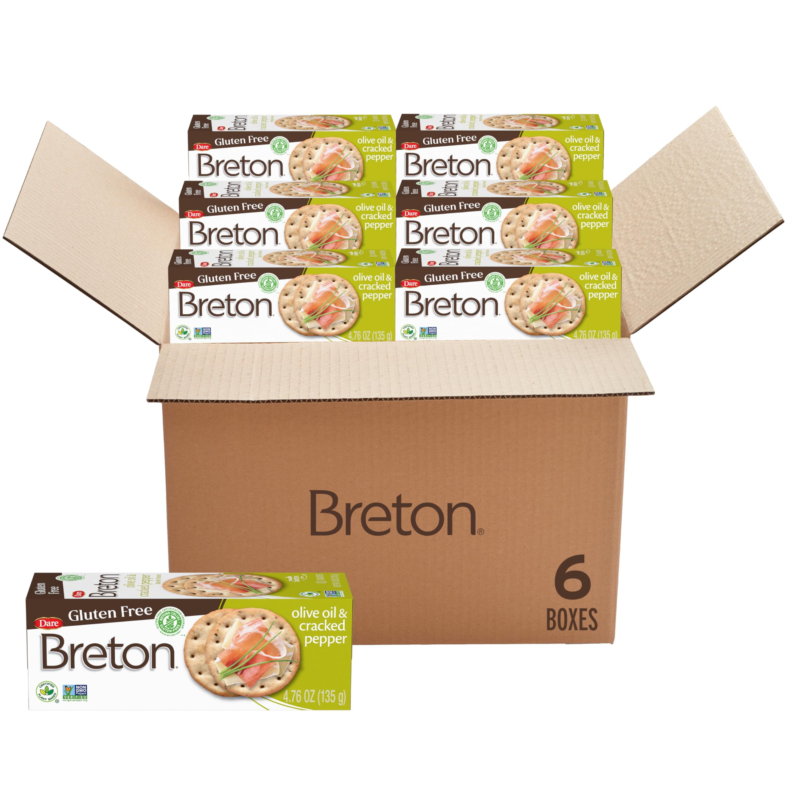 Breton Gluten Free Olive AIF9 Oil and Cracked Pepper Crackers Bulk ...