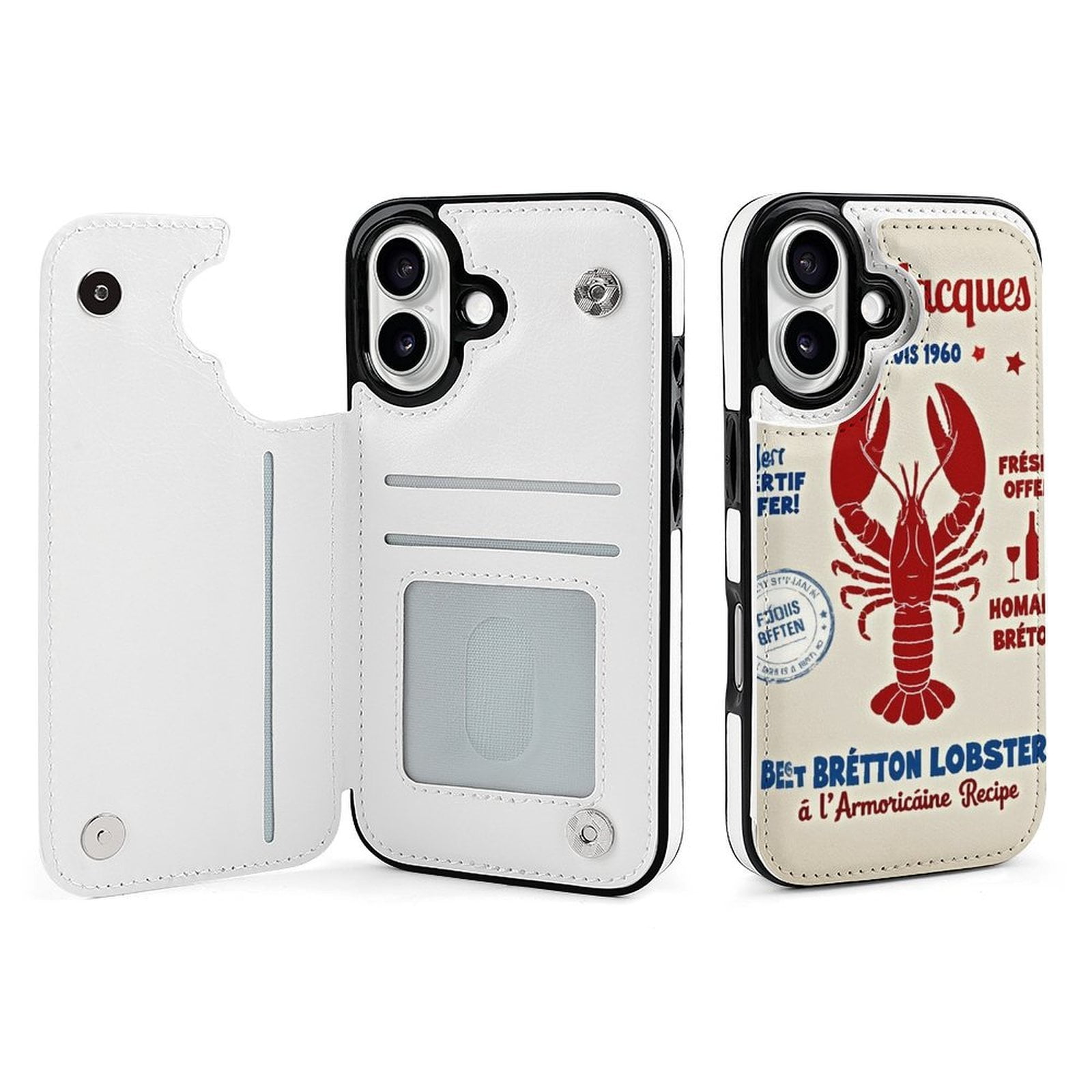 Breton Lobster Recipe Offer Leather Wallet Case for iPhone 15 14 13 12 ...
