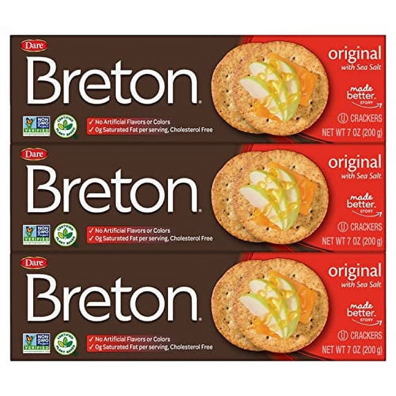 Breton Original Crackers, 7 Ounce, Pack of 3, Non-GMO, Kosher, No ...