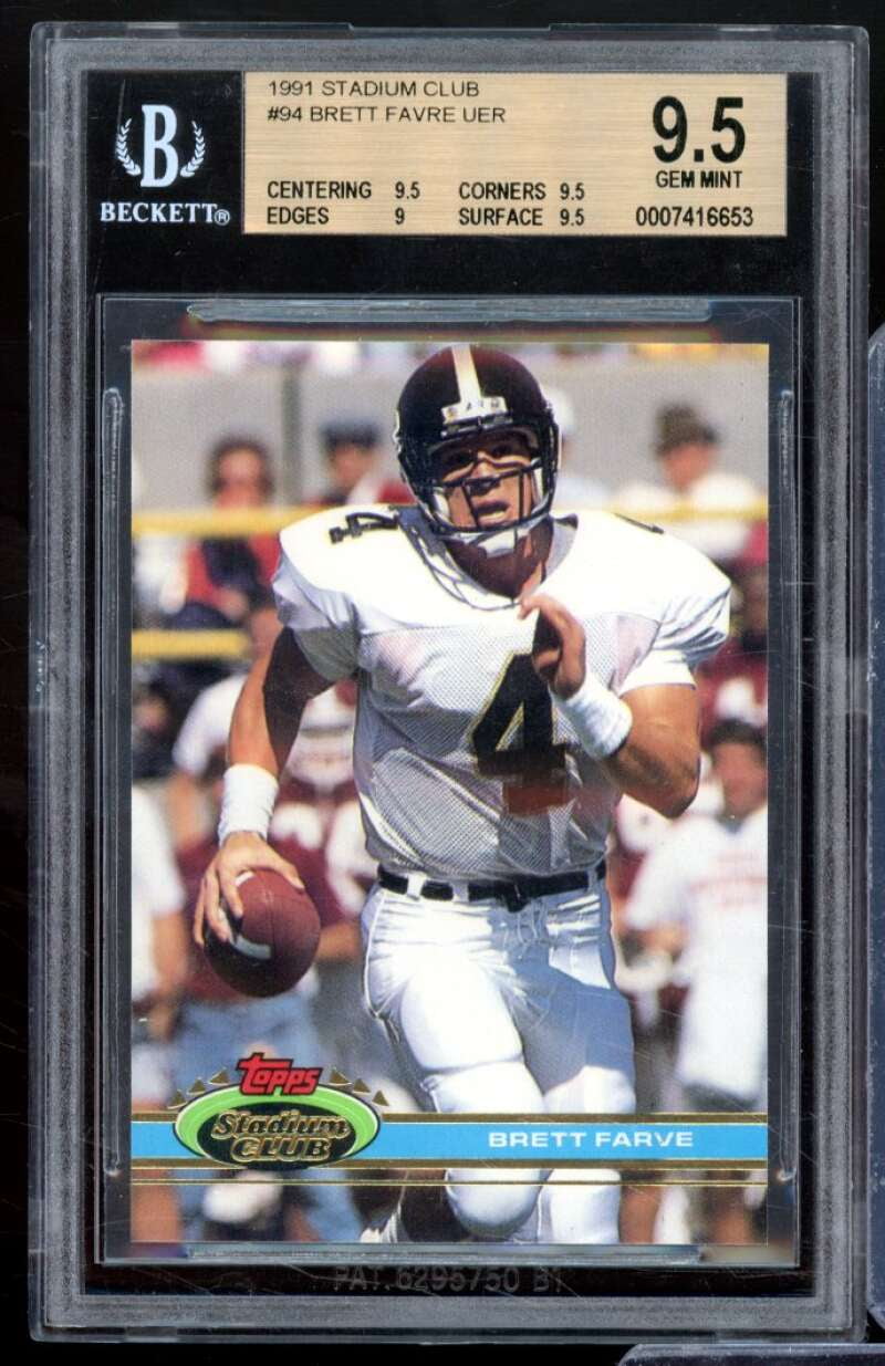 Brett Favre Rookie Card 1991 Stadium Club #94 BGS 9.5 (9.5 9.5 9 9.5 ...
