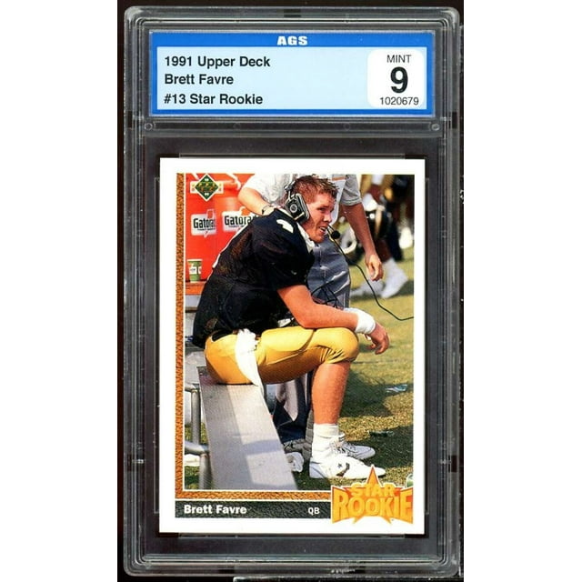 Brett Favre Rookie Card 1991 Upper Deck #13 AGS 9 MINT - Walmart.com