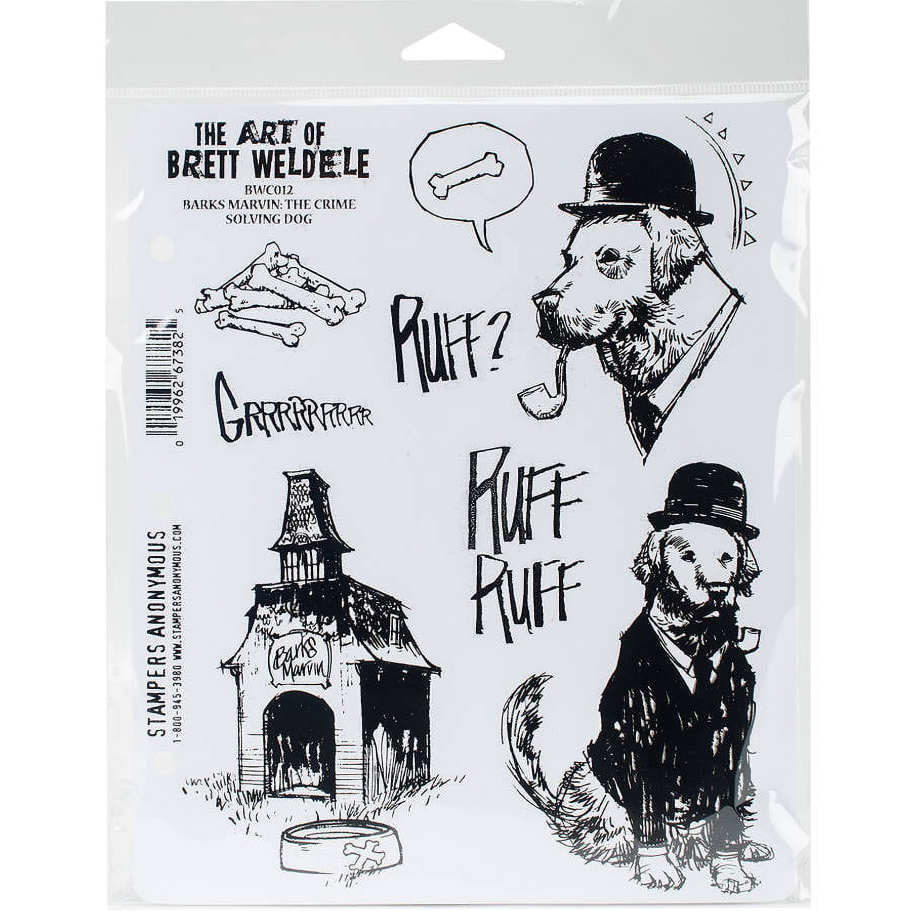 Brett Weldele Cling Stamps 7"X8.5"-Barks Marvin The Crime Solving Dog ...
