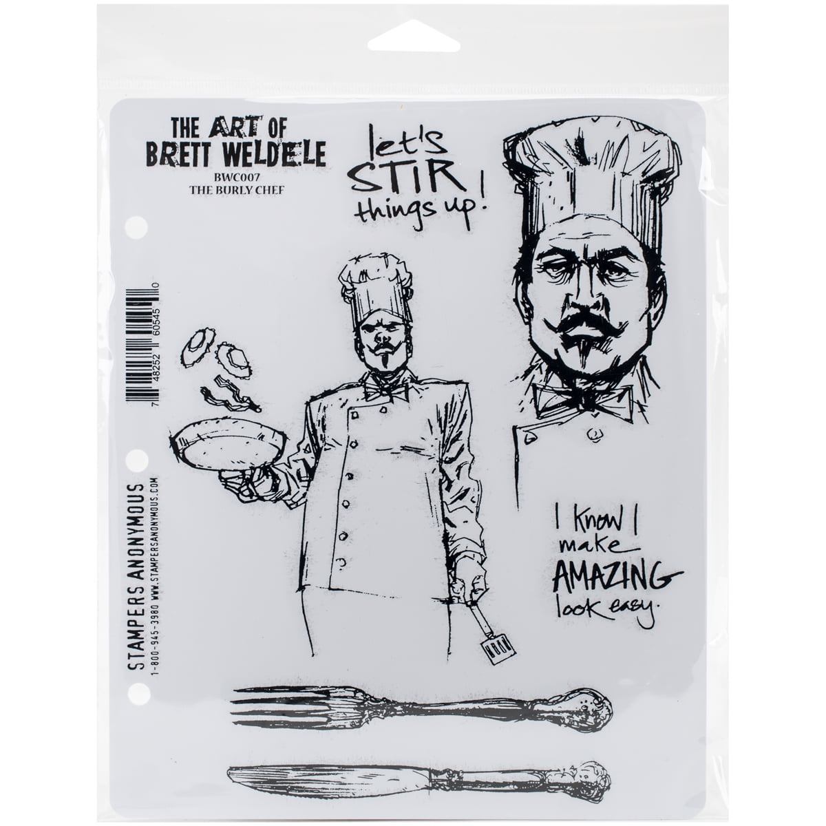 Brett Weldele Cling Rubber Stamp Set 7"X8.5"-The Burly Chef - Walmart.com