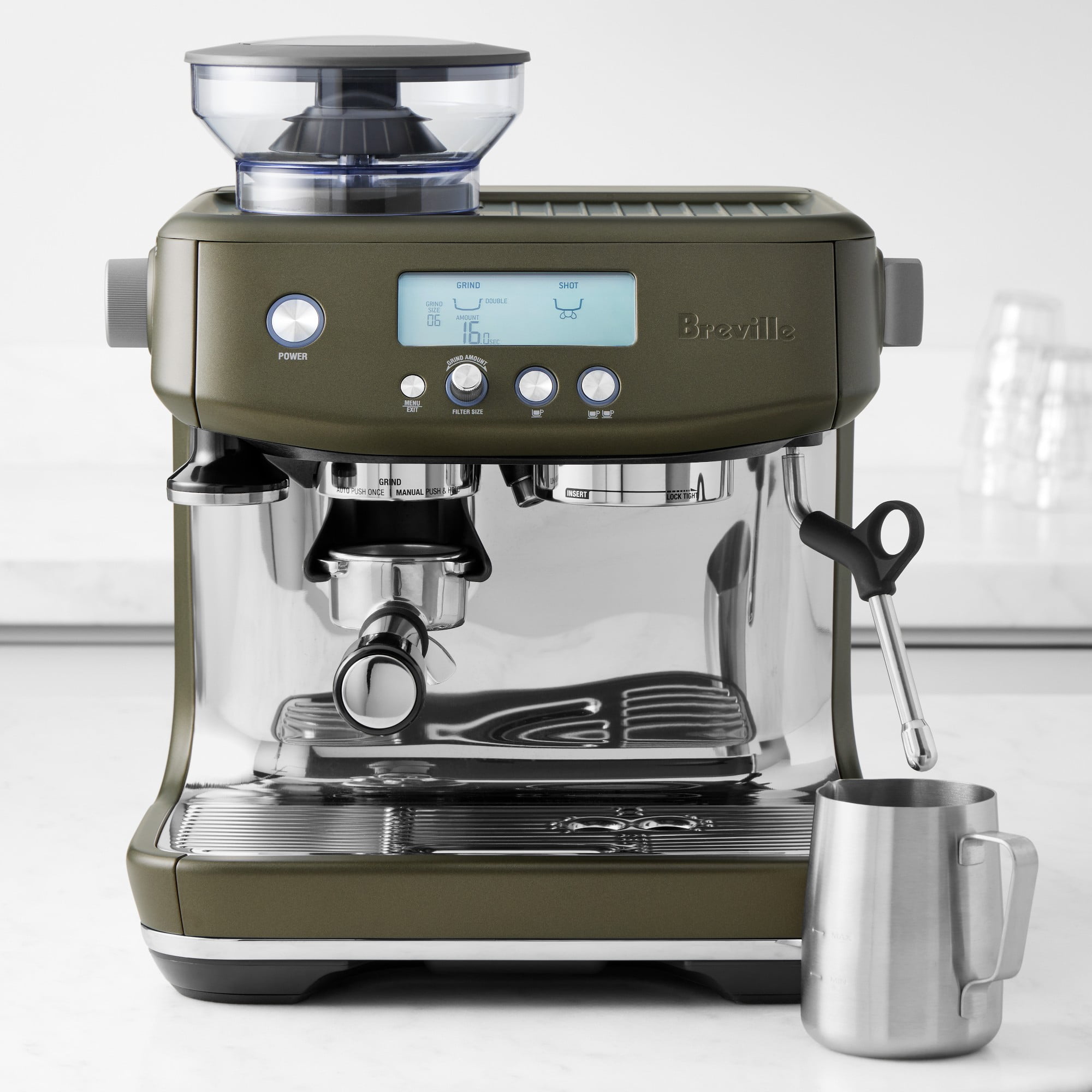 Breville BES878OLT1BNA1 The Barista Pro Espresso Machine - Olive ...