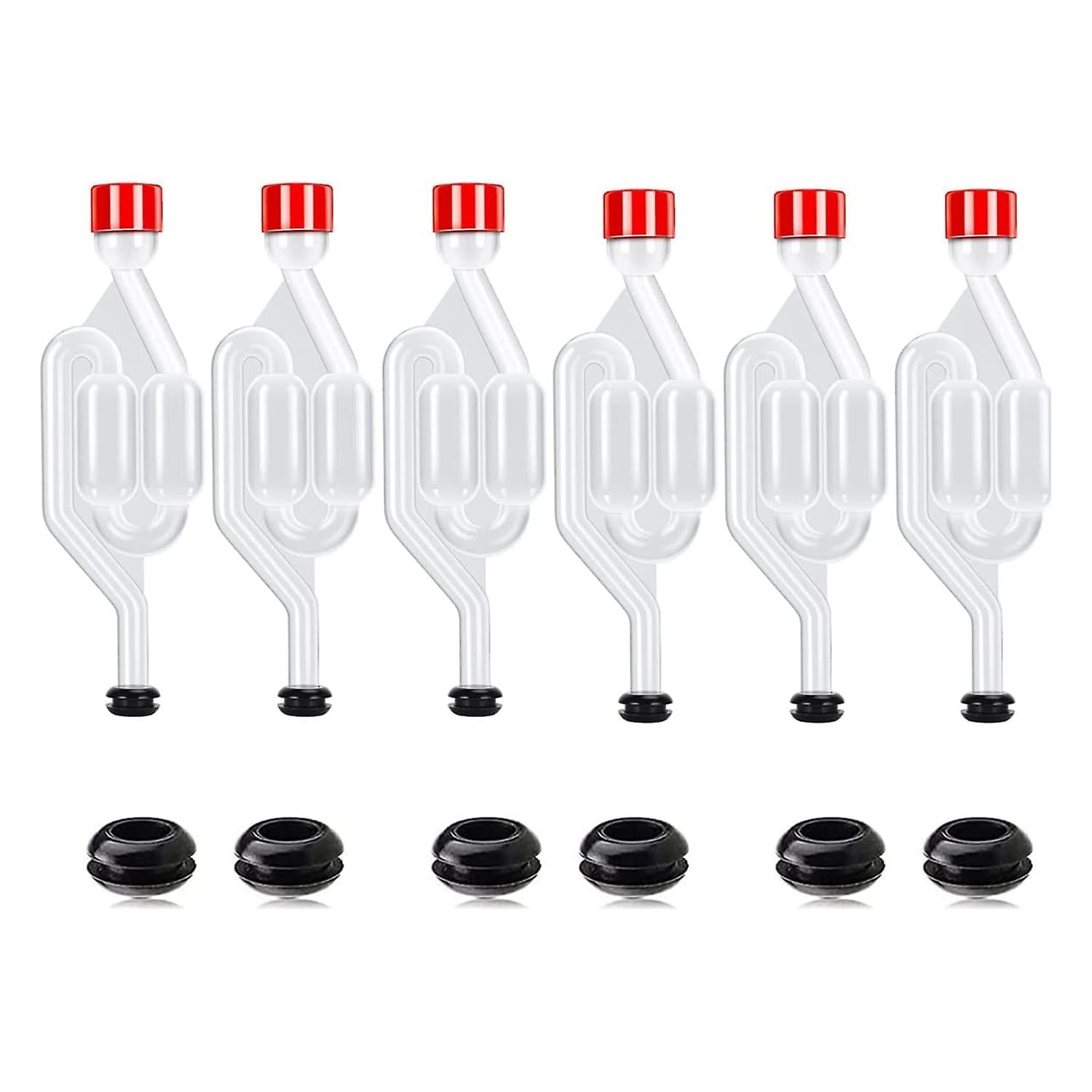 Brew Airlock Kit, 6 Airlocks and 12 Sealing Rings, Plastic Wine Airlock ...