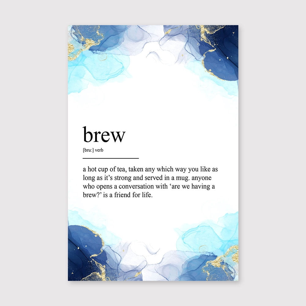 Brew Definition Canvas Wall Art – Trendy Blue Minimal Typography Decor ...