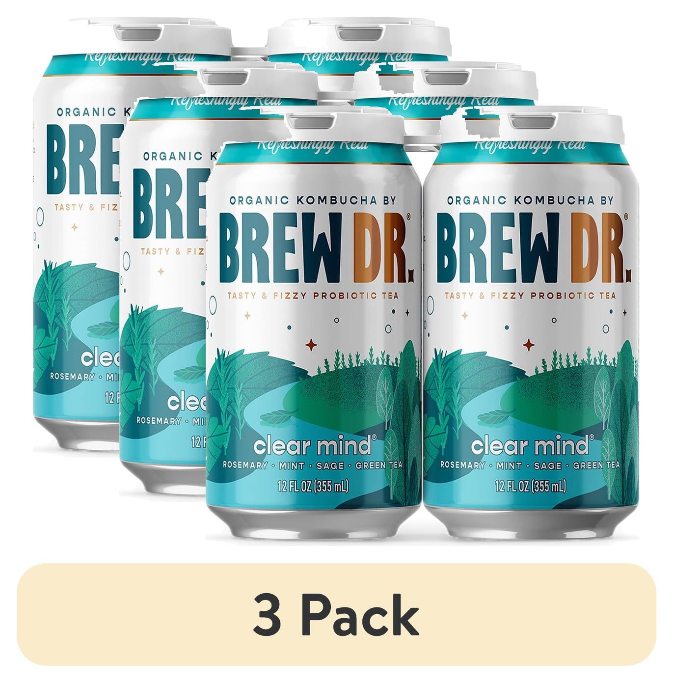 (3 pack) Brew Dr Kombucha Clear Mind 12oz - Walmart.com