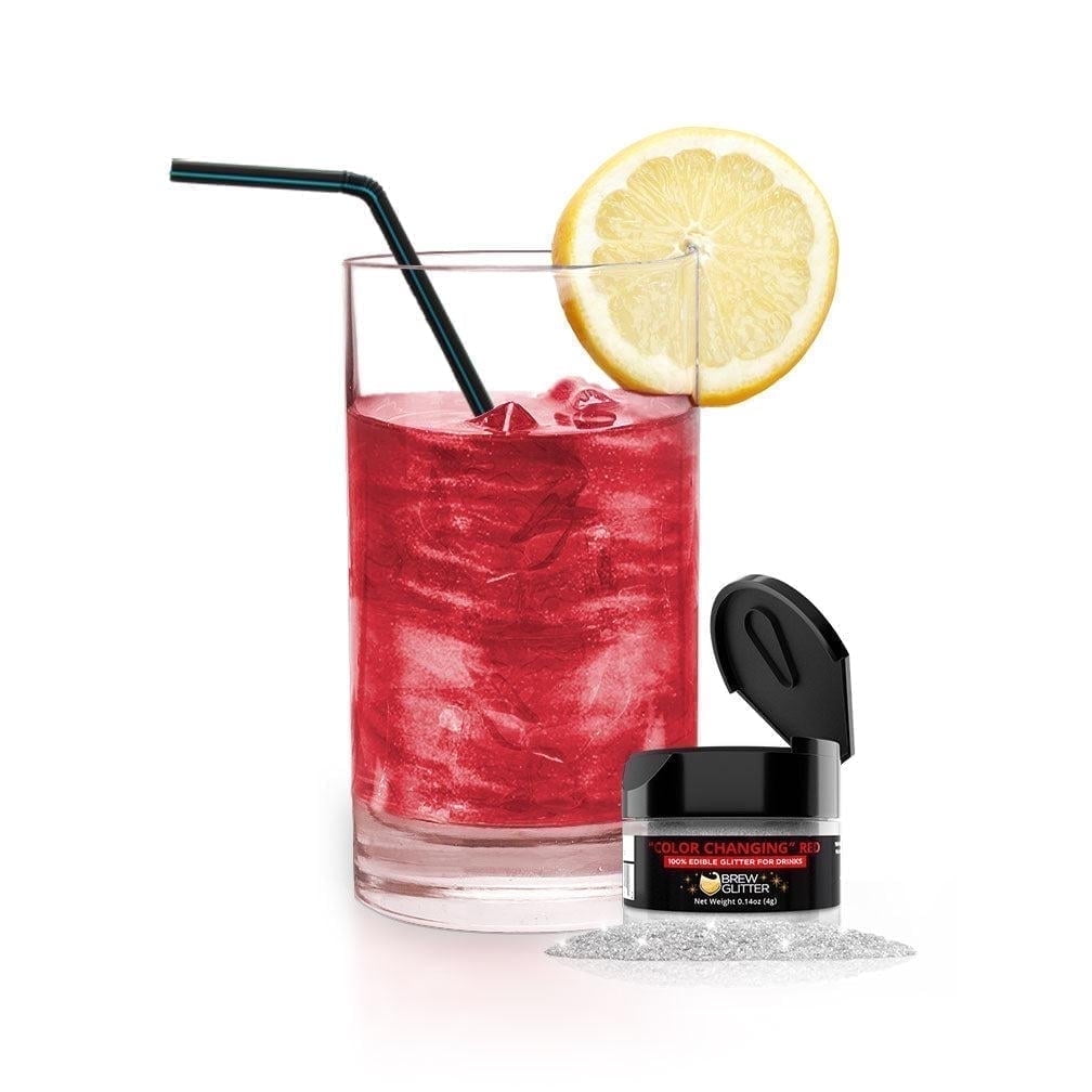 Brew Glitter - Color Changing Red Edible Drink Glitter (4g, x1 Flip-Cap ...