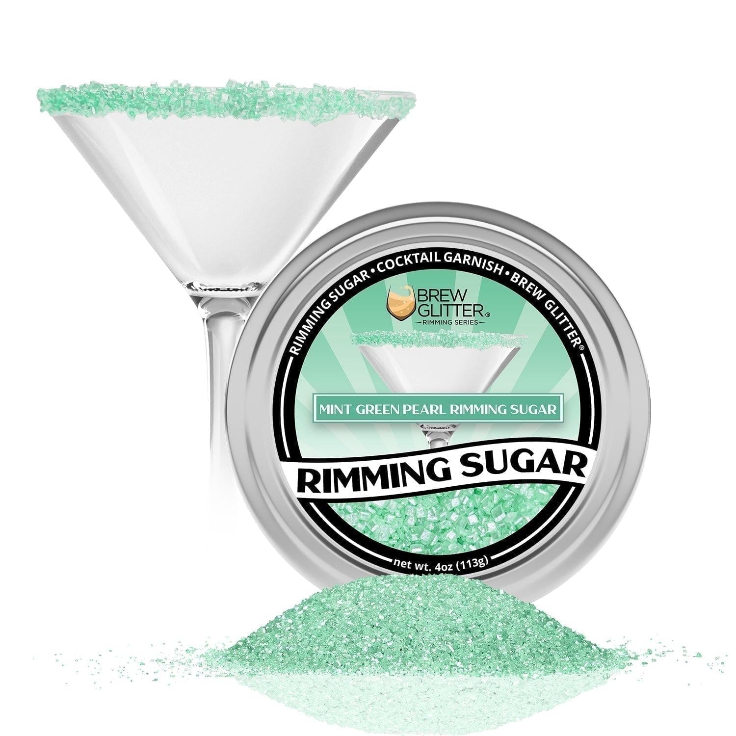 Brew Glitter - Mint Green Pearl Cocktail Rimming Sugar - 4oz, Bar Tin ...