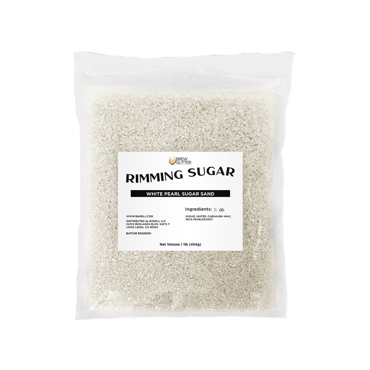 Brew Glitter - White Pearl Cocktail Rimming Sugar - 1lb, Resealable Bag ...