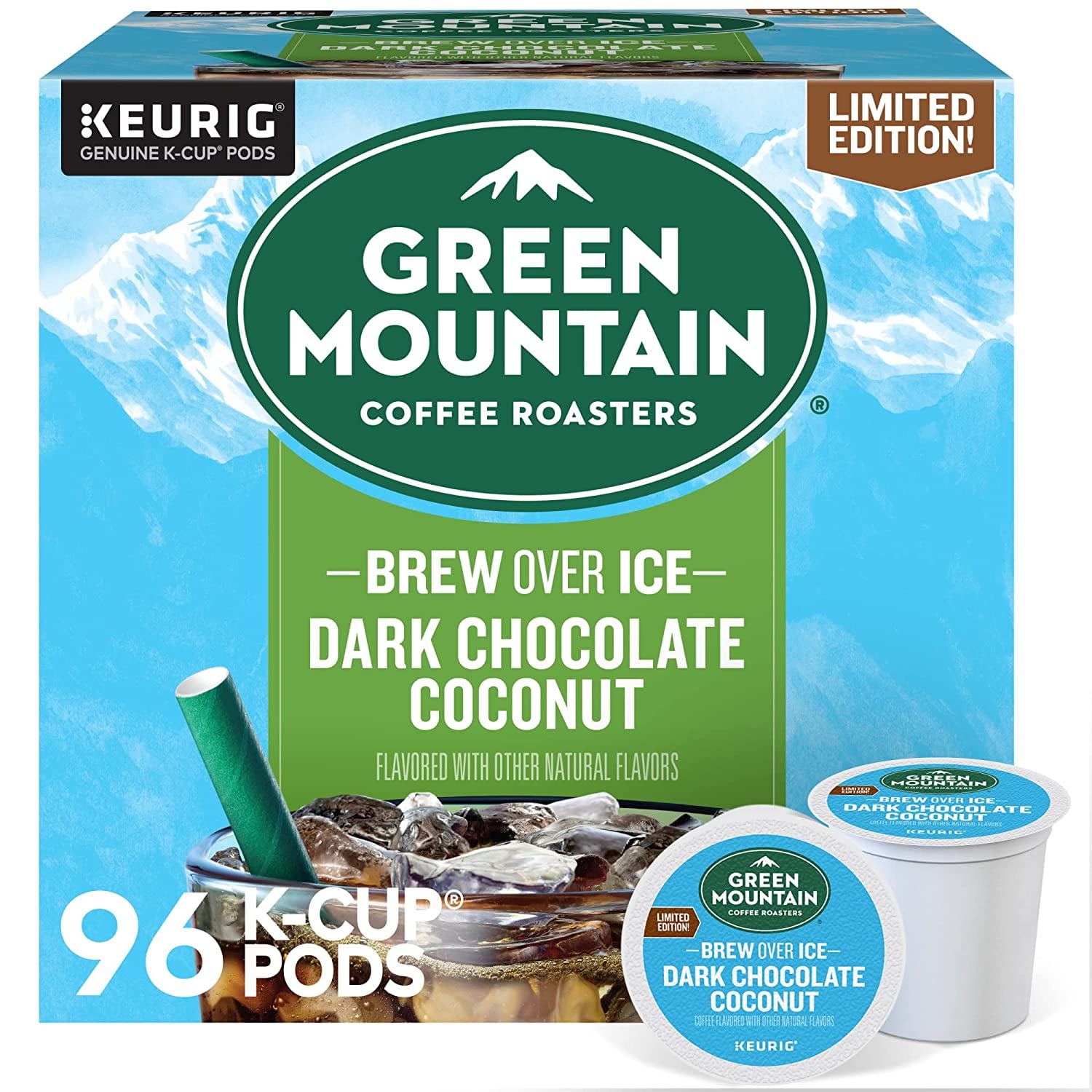 Brew Over Ice Dark Chocolate Coconut, Single Serve K-Cup Pods, 96 Count ...