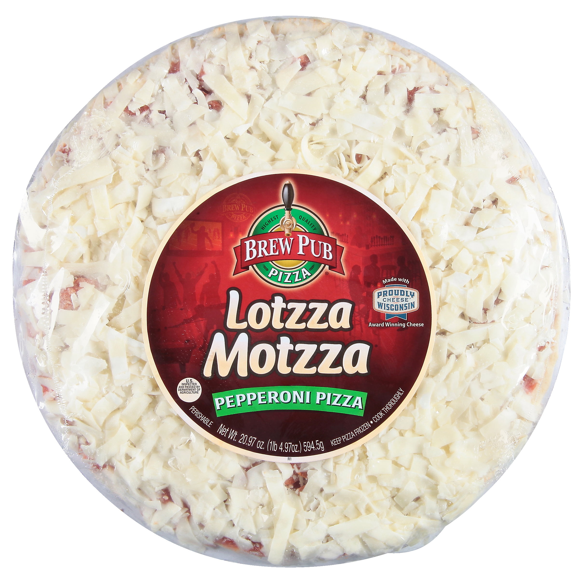 Brew Pub Lotzza Motzza Pepperoni Frozen Pizza with Marinara Sauce, 20 ...