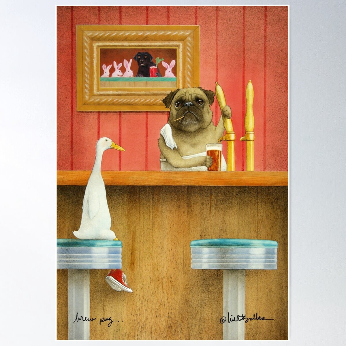 Brew Pug... Poster Wall Art Modern Wall Decor For Living Room Bedroom ...