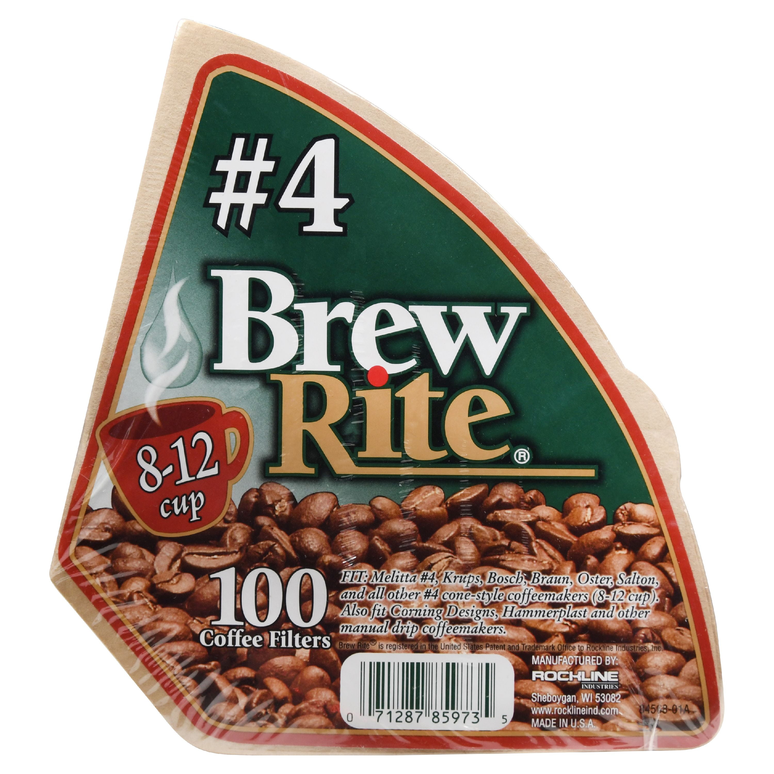 Brew Rite #4 Cone White Coffee Filters, 100 Count - Walmart Business ...