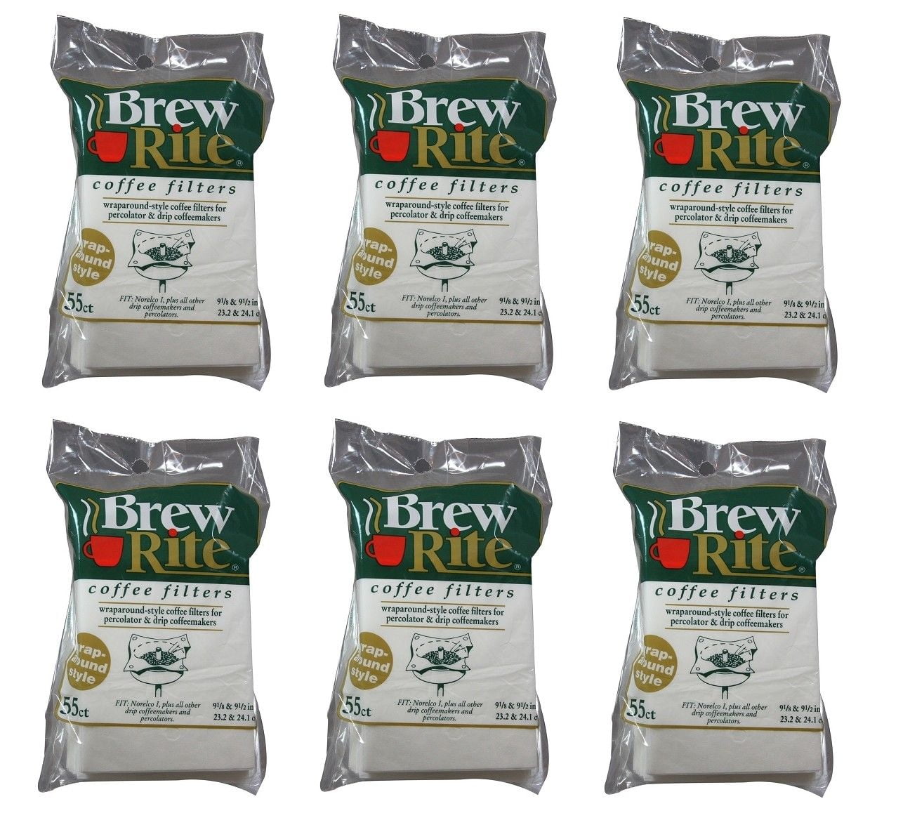 "Brew Rite Wrap Around Coffee Filters, Paper, 41-551, 330 Ct, Fits 9 1/ ...