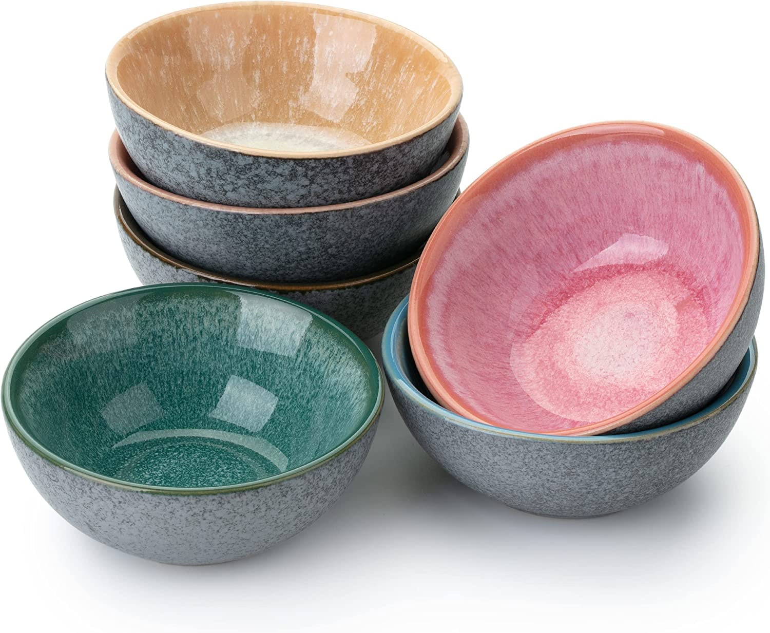 Brew To A Tea BTaT- Ceramic Dipping Bowls, 3.5 Oz, Set of 6, Colorful ...