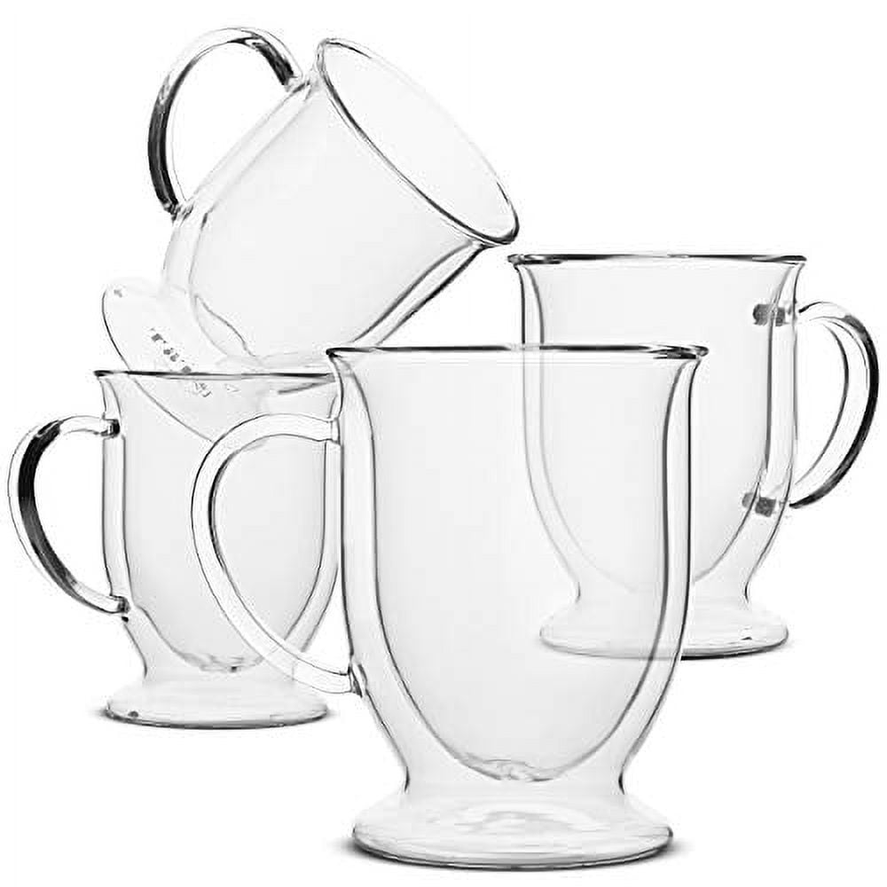 Brew To A Tea- Double Wall Glass Coffee Mugs, 16 oz, Set of 4, Clear ...