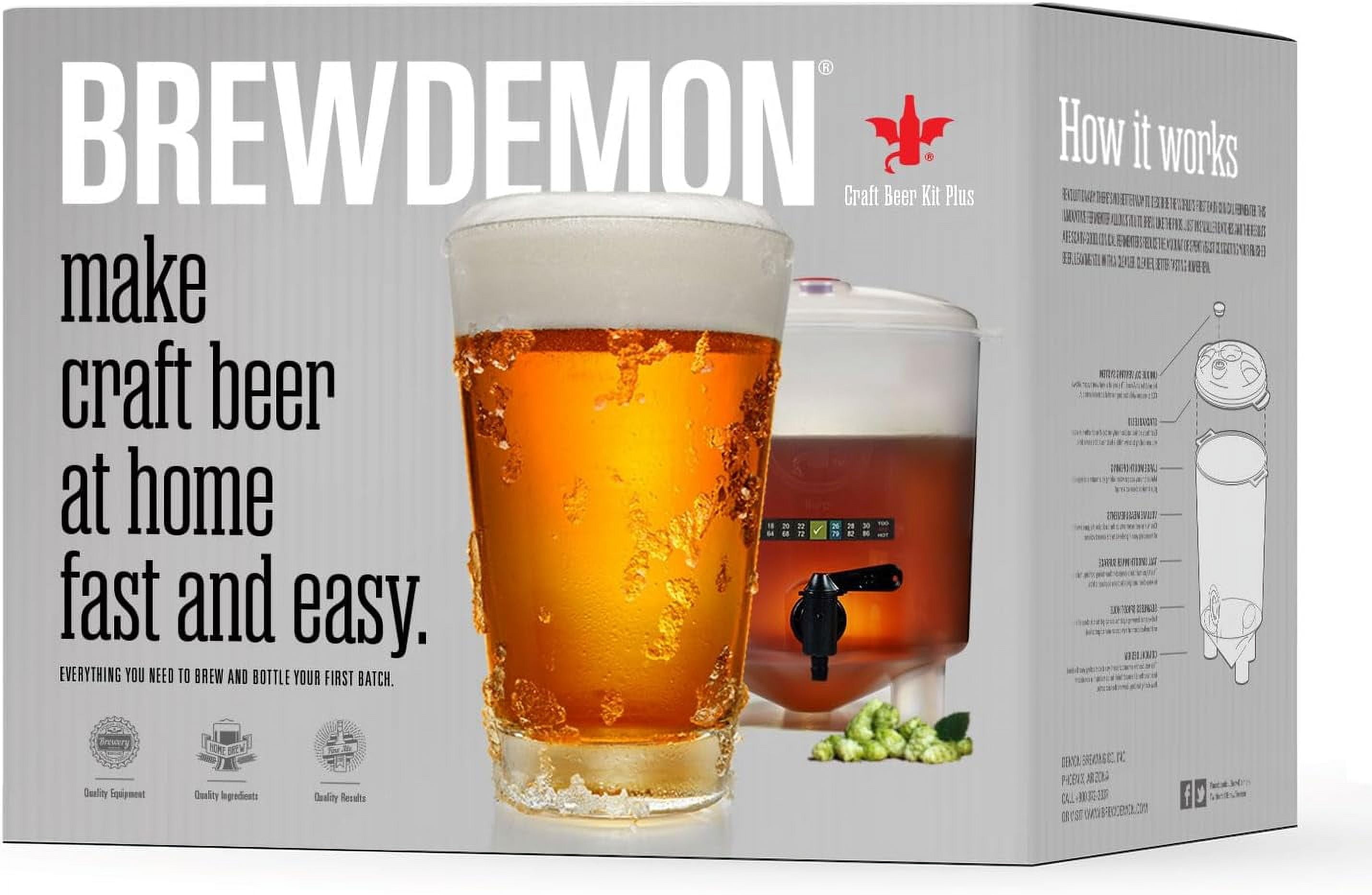 BrewDemon Premium Beer Kit with Bottles - Conical Fermenter Eliminates ...