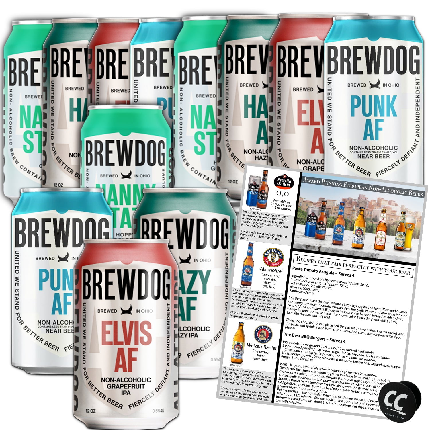 BrewDog 12 Mixed Pack, Non-Alcoholic Pack | Includes Nanny, Elvis, Hazy ...