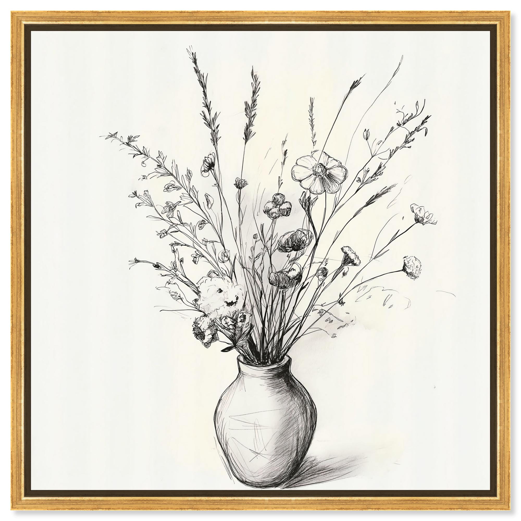 Brewed Blossoms Canvas Vintage Botanic Art by Art Remedy, Gold Frame ...